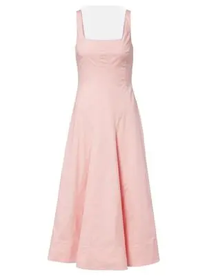 Staud Willow Cotton Midi Dress Pink