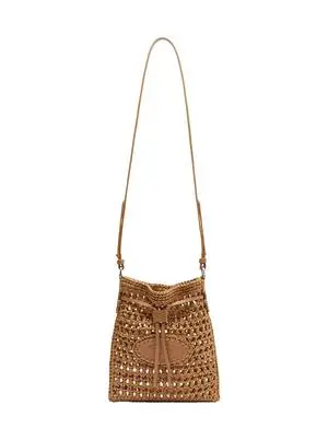 TOD'S Mini Raffia-effect Bucket Bag - Brown