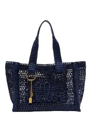 Chloé East-west Raffia Tote Bag - Blue