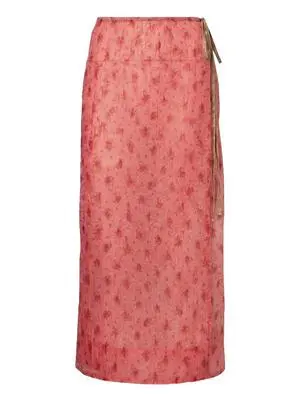 GANNI Printed Organza Wrap Skirt - Multicoloured