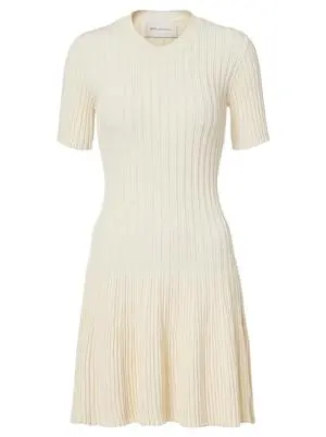 AMI Paris Ribbed-knit Minidress - White