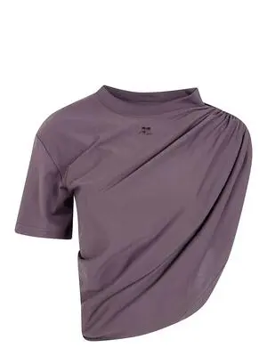 COURREGES Asymmetrical Twist T-shirt - Brown