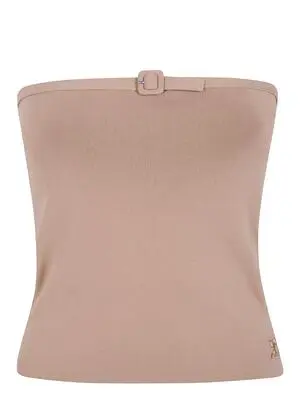 COURREGES Buckle Knit Bustier Top - Beige