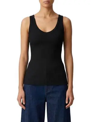 Patrizia Pepe Ribbed Tank Top - Black