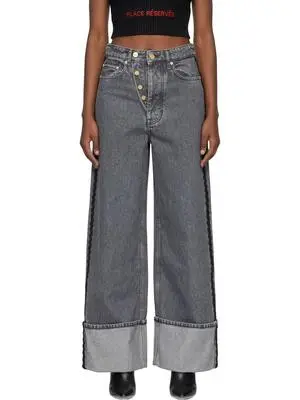 GANNI Denim Wide-leg Jeans - Charcoal
