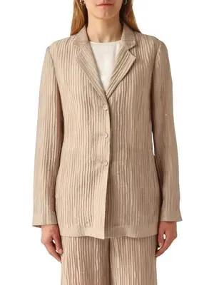 Emporio Armani Pleated Textured Jacket - Beige