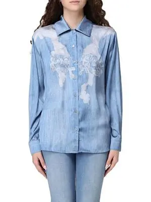 Liu Jo Embellished Denim Print Shirt - Blue