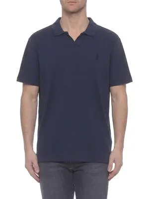 Polo Ralph Lauren Cotton And Linen Polo Shirt With Logo Navy