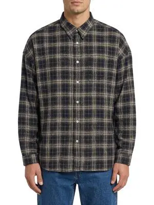 SUNFLOWER Check Linen Blend Shirt - Black