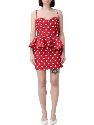 Fiorucci Polka Dot Peplum Mini Dress - Red