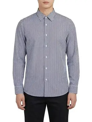 TOM FORD Striped Cotton And Silk Shirt - Blue