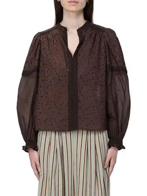 TWINSET Embellished Broderie Anglaise Shirt - Brown