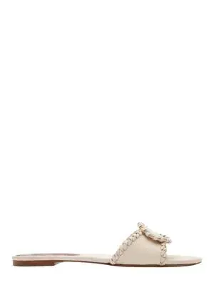 Burberry Leather Knight Stamp Slides - Neutrals