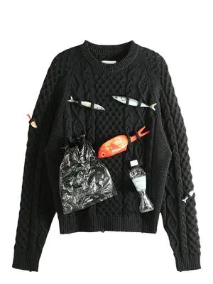 DOUBLET Caught In The Cable Fisherman Knit - Black