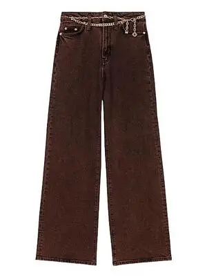 Maje Maje Chain-Belt Bootcut Denim Jeans Brown