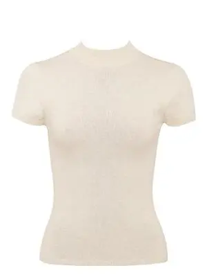 House Of Cb Tamra Knitted Cotton-blend Top - Ivory