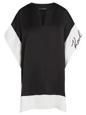 Karl Lagerfeld Mini Colorblock V-neck Dress - Black