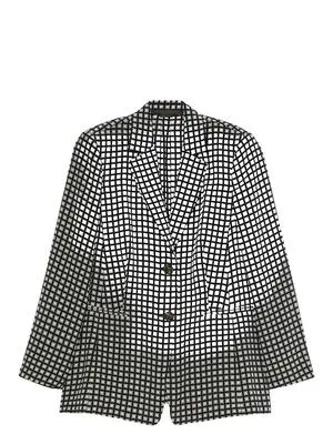 Marina Rinaldi Silk Geometric-print Single-breasted Blazer - Blue