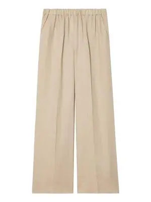 Marina Rinaldi Linen Wide-leg Trousers - Beige