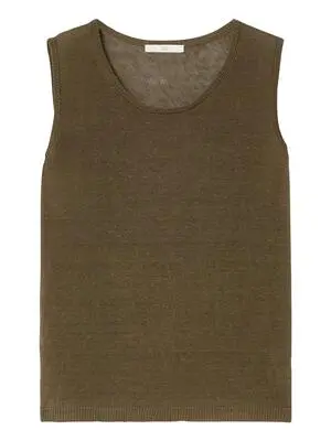 Marina Rinaldi Linen Knitted Tank Top - Green