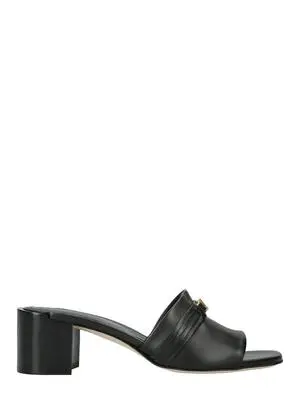TOD'S Leather Heeled Mules - Black