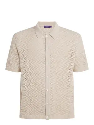 Ralph Lauren Purple Label Cotton Crochet Short-sleeve Cardigan - Ivory