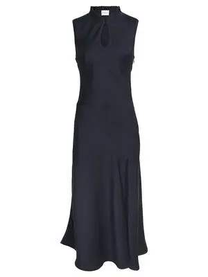 Claudie Pierlot Satin Maxi Dress With Ruffle Collar - Blue