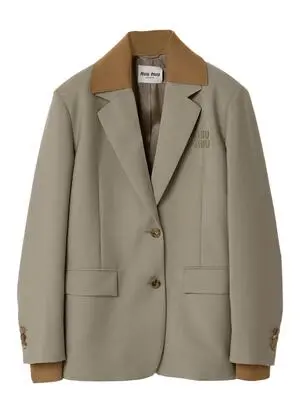 Miu Miu Logo Detail Mohair-wool Blazer - Neutral