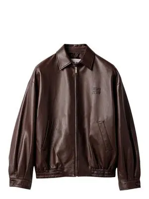 Miu Miu Nappa Leather Blouson Jacket - Brown