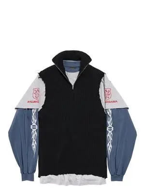 Balenciaga Hybrid Layered Quarter-zip Sweater - Black