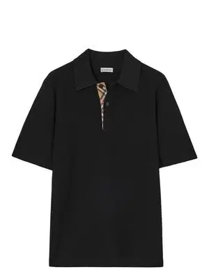 Burberry Wool Check-detail Polo Shirt Black