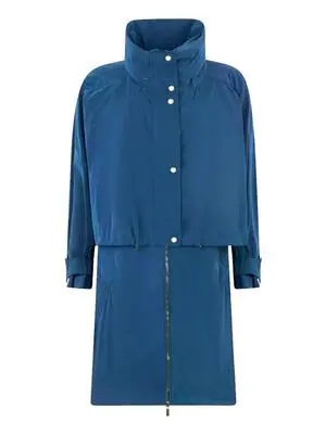MOORER High-neck Layered Coat - Blue