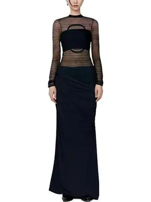 Christopher Esber Sheer-paneled Draped Top - Black