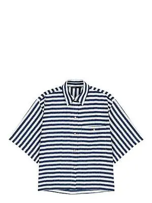 Maje Striped Woven Shirt - White/blue