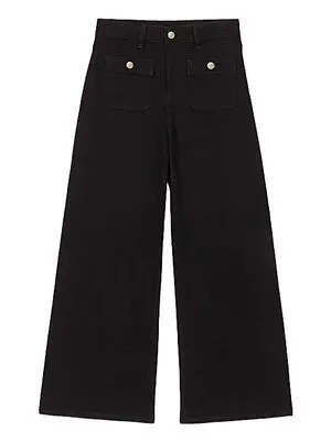 Maje Straight-leg Patch-pocket Denim Jeans - Black