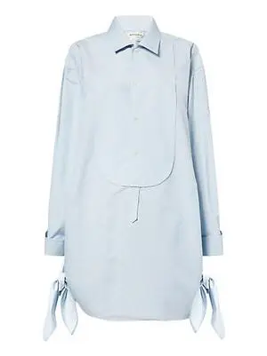 JW Anderson Side Knot Cotton-Silk Shirt Dress Powder Blue