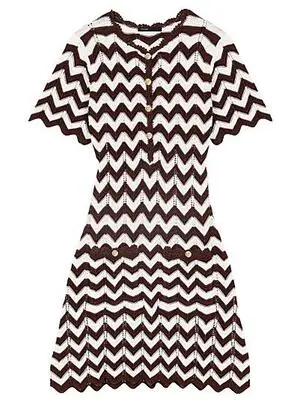 Maje Cotton-crochet Mini Dress - Brown/white