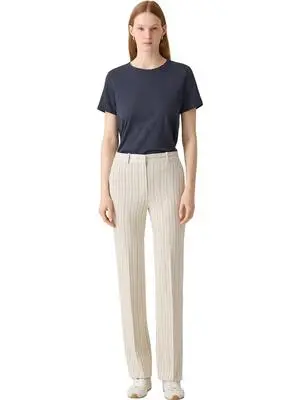 Theory Flared Pant In Striped Crepe Jersey - Oat Multi
