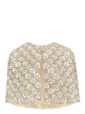 Oscar De La Renta Embroidered Capelet - Silver