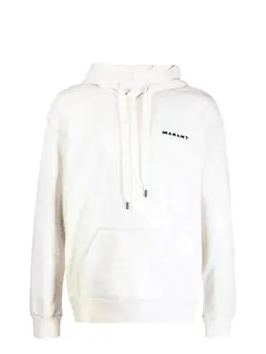 MARANT Logo-embroidered Hoodie - Neutrals