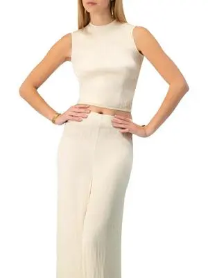IVONNE Sleeveless Round Neck Blouse - Ivory