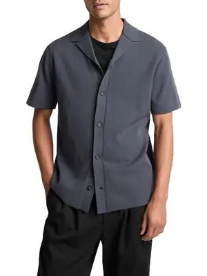 Vince Milano Knit Cabana Short Sleeve Button-up Shirt - Studio
