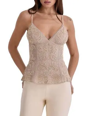 House Of Cb Beaded Georgette Camisole - Vintage Ivory