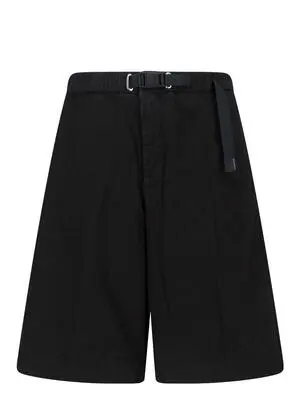 WHITE SAND Belted Linen Shorts Black