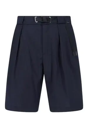 WHITE SAND Belted Linen Shorts Blue