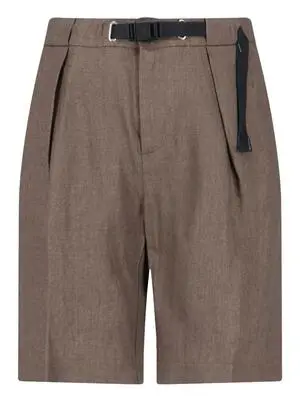 WHITE SAND Belted Linen Shorts - Brown