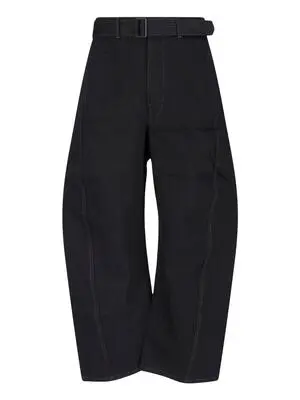LEMAIRE Wide Cotton Pants - Black