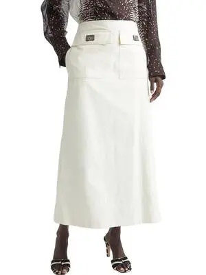 SALVATORE FERRAGAMO Hug Buckle Coated Linen Cargo Skirt