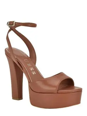 Guess Ankle Strap Platform Sandal - Medium Brown