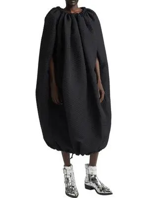 Comme Des Garçons Gathered Diamond Jacquard Cocoon Dress - Black
